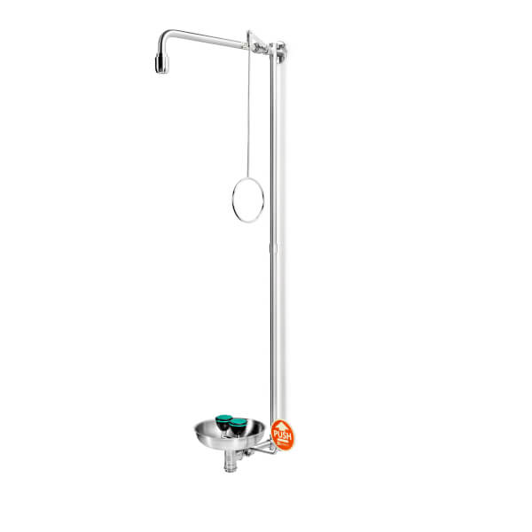 B-Safety PremiumLine Notduschkombination aus Edelstahl zur Wandmontage ...
