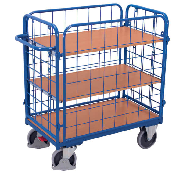 VARIOfit Transportwagen niedriger Etagenwagen mit 4 Wänden und 3 Böden ...