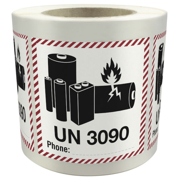 Verpackungsetikett UN 3090 für Lithium-Metall-Batterien direkt beim ...