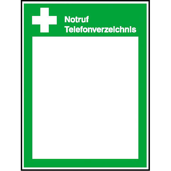 Aushänge: Verhaltensregeln und Telefonverzeichnisse zur Ersten Hilfe