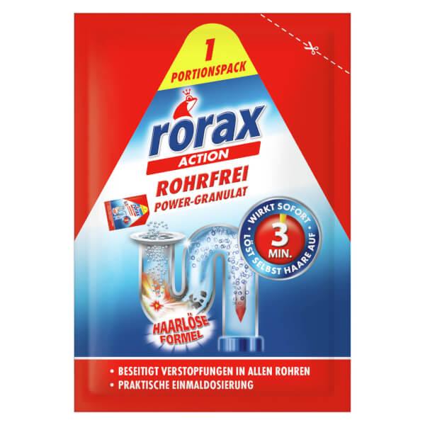 rorax Rohrfrei Power-Granulat (One shot) beseitigt Rohverstopfungen wie ...